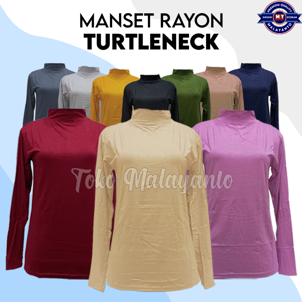 Jual Baju Manset Lengan Panjang Wanita Bahan Rayon Kerah Leher Turtle ...