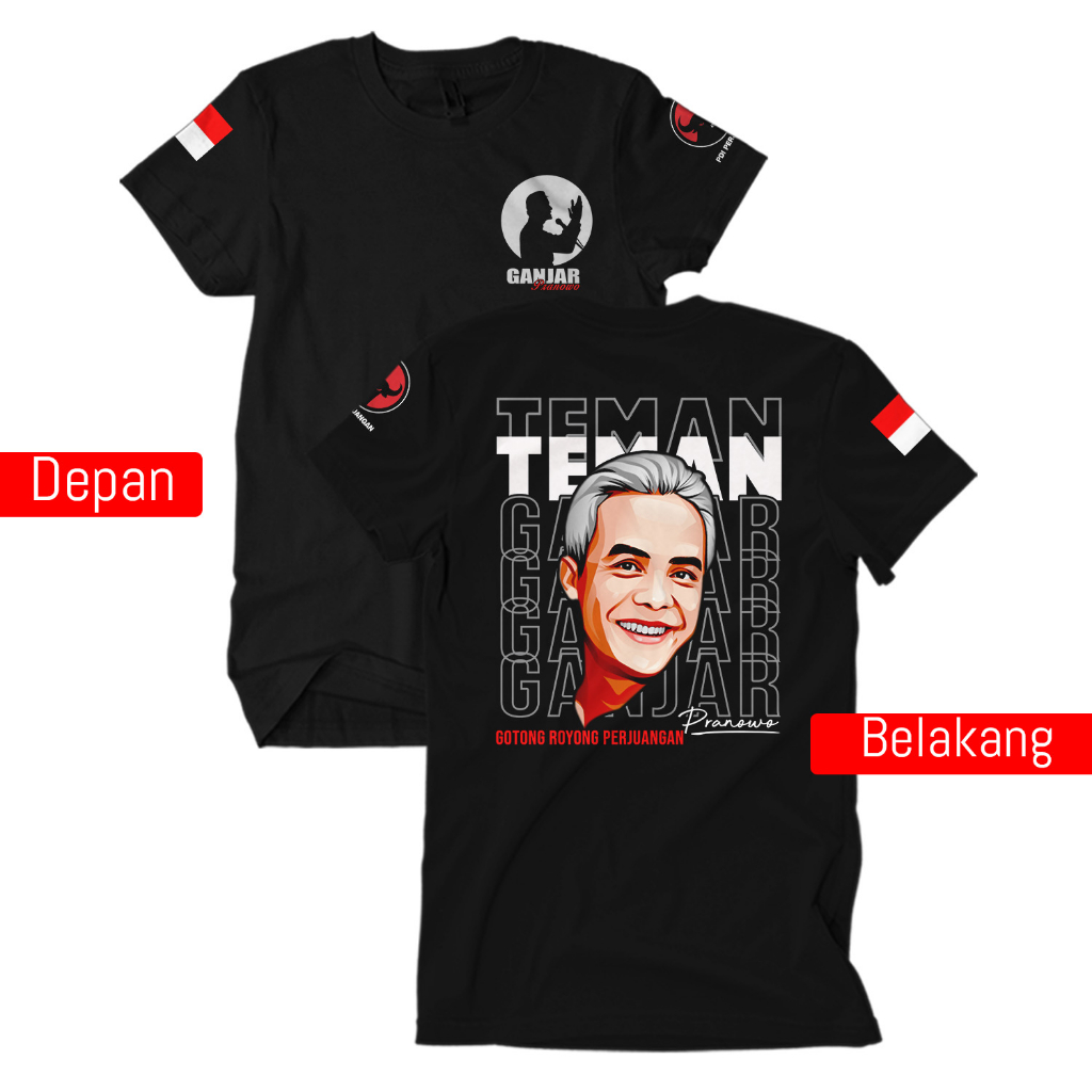 Jual Bappier Kaos Teman Ganjar TEGAR Gotong Royong Perjuangan T Shirt ...