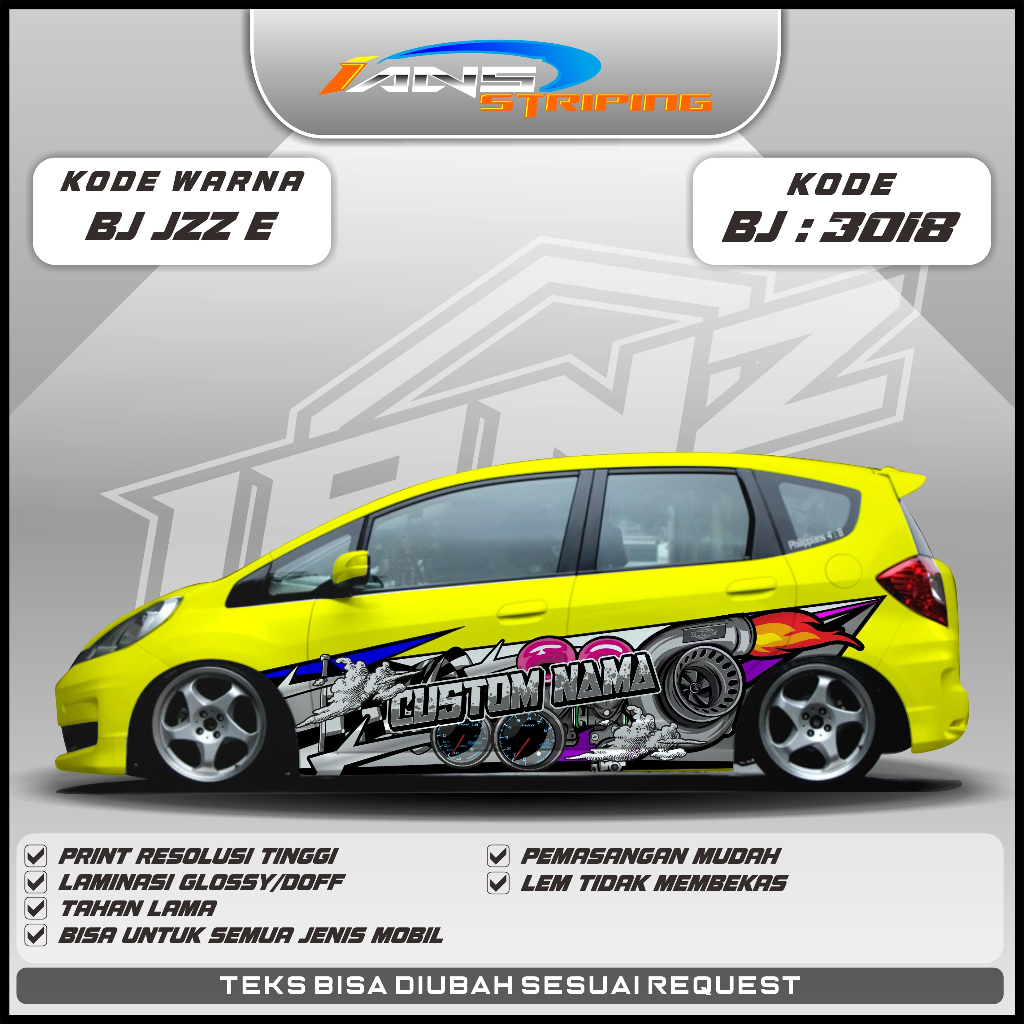 Jual BJ 3018-DECAL STICKER MOBIL JAZZ BRIO AGYA AYLA YARIS- FREE CUSTOM ...
