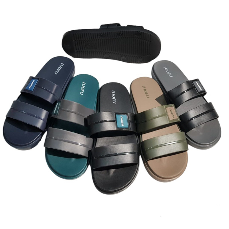 Jual Luofu Sandal Selop Karet Pria Empuk E6208B-NEW (AV3) | Shopee ...