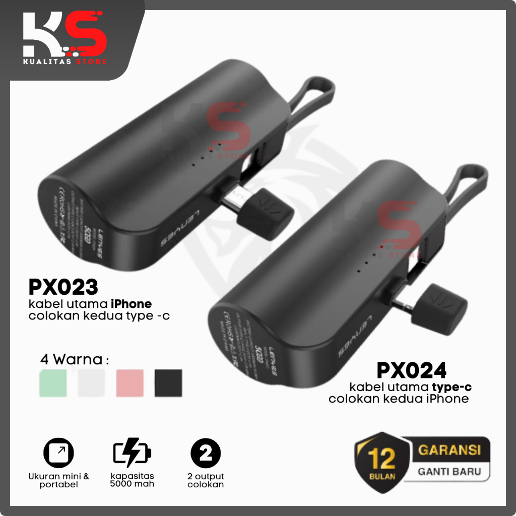 Jual LENYES POWERBANK 5000MAH FOR ANDROID C AND IPHONE PX023 / PX024 | Shopee Indonesia