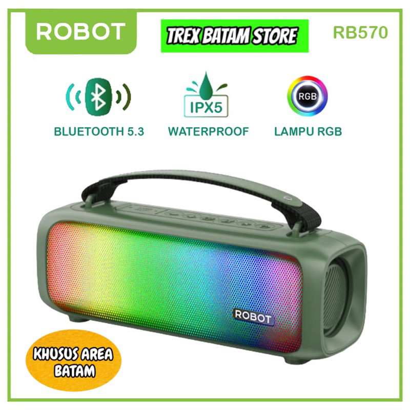Jual ROBOT RB570 Bass Boost RGB Light IPX5 BLUETOOTH 5.3 Speaker Green ...