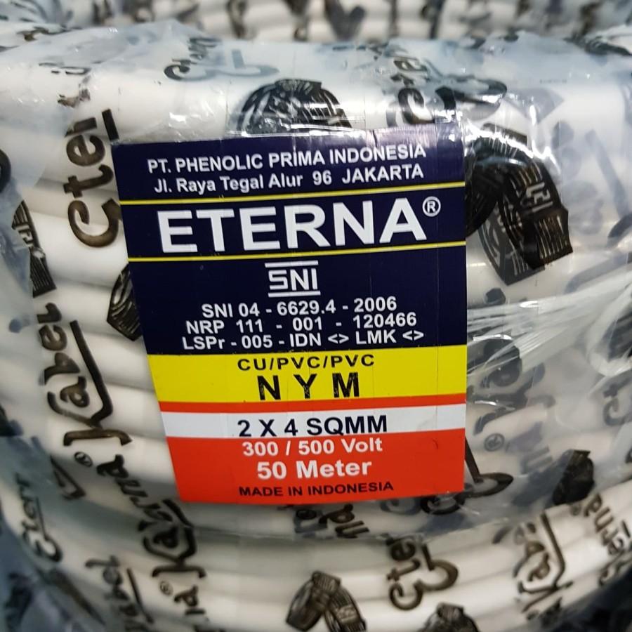 Jual KABEL LISTRIK NYM ETERNA 2X4MM 2X4 MM TUNGGAL HARGA PER 1ROLL ...