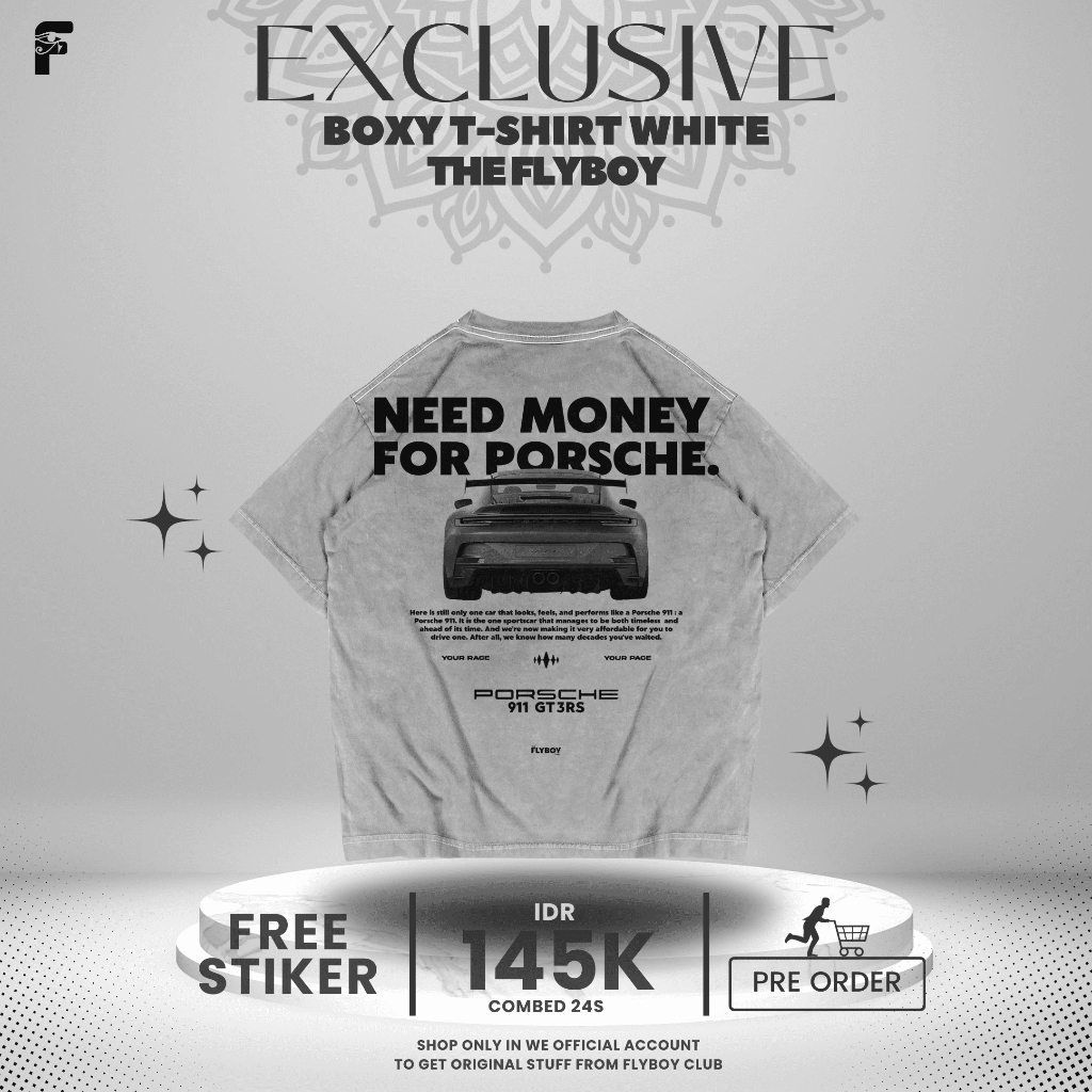 Jual BOXY T-Shirt - Need Money For Porsche - WHT | Shopee Indonesia