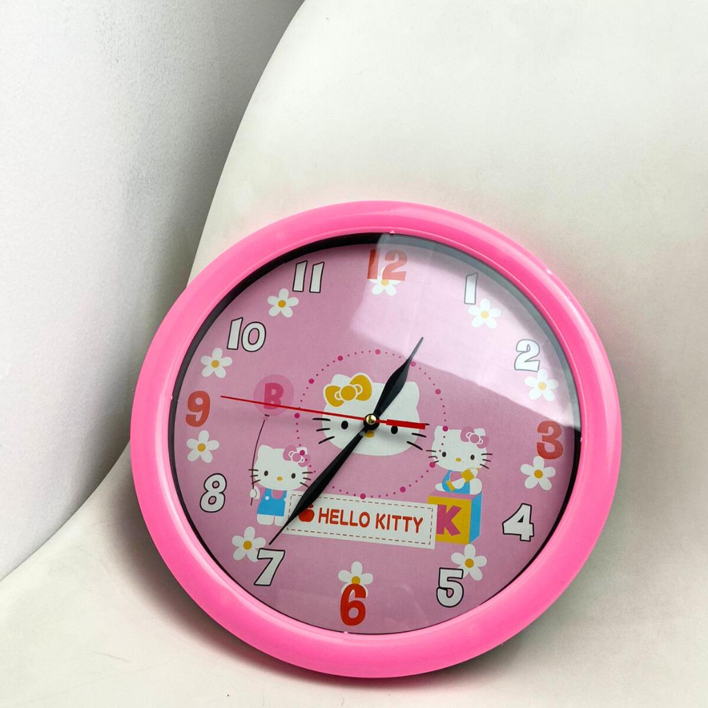 Jual Jam Dinding Karakter Hello Kitty Bulat Warna Pink Lucu Jam Murah ...