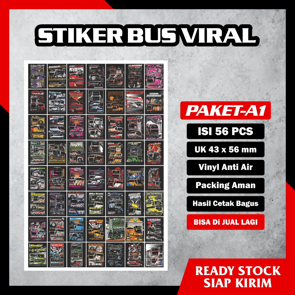 Jual Stiker Bus Isi 56pcs BISA DI JUAL LAGI, Sticker Anti Air Bis ...