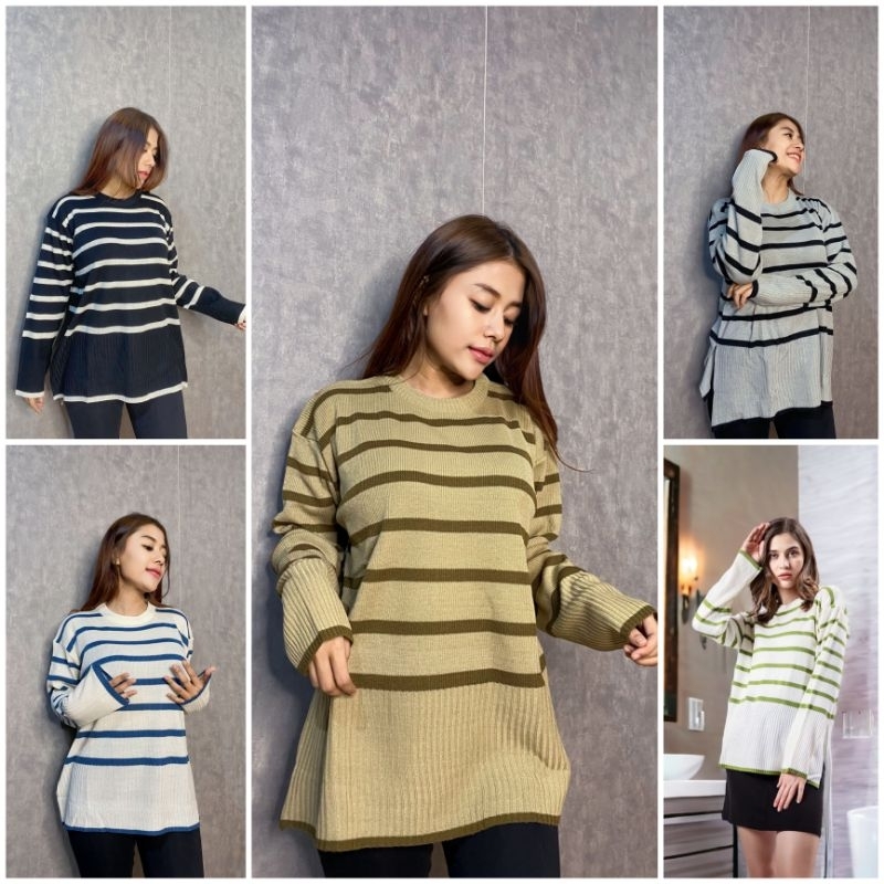 Jual pakaian rajut wanita adsy sweater Setrip lengan panjang premium sweater Santai | Shopee ...