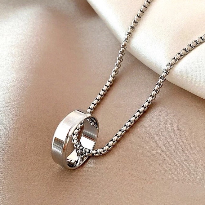 Jual Olaris99 Kalung Titanium ROLLO Liontin Cincin Ring Polos Anti ...