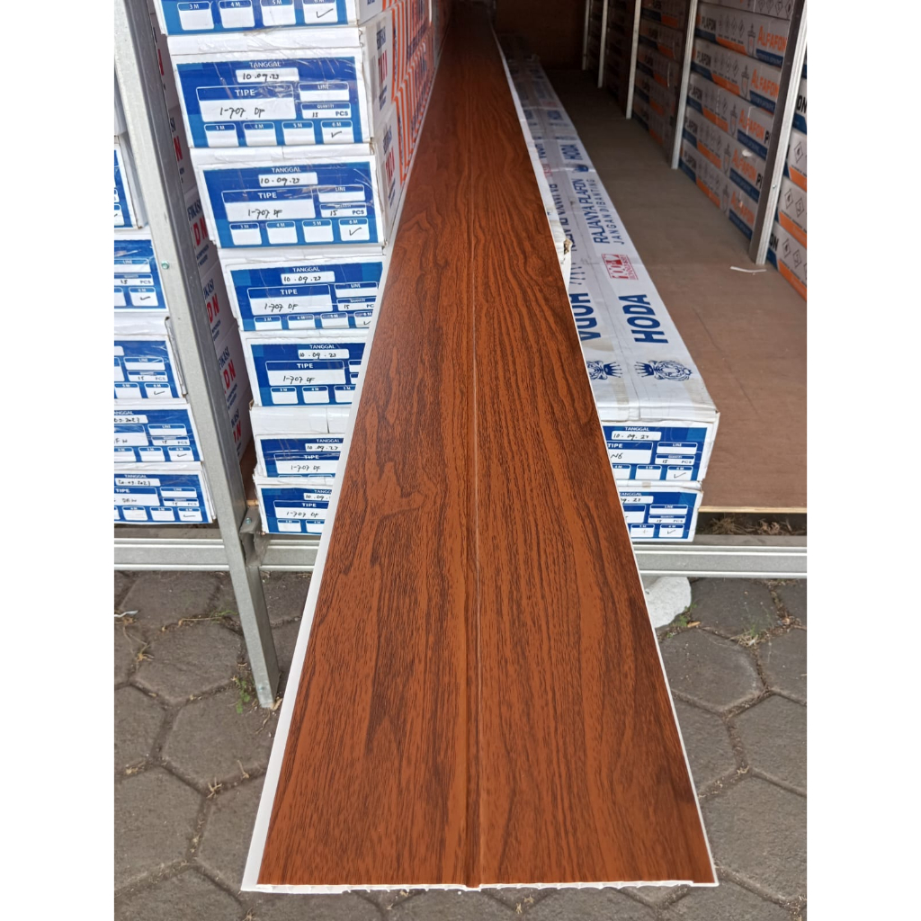 Jual Plafon Pvc Coklat Serat Kayu Doff Hoda | Shopee Indonesia