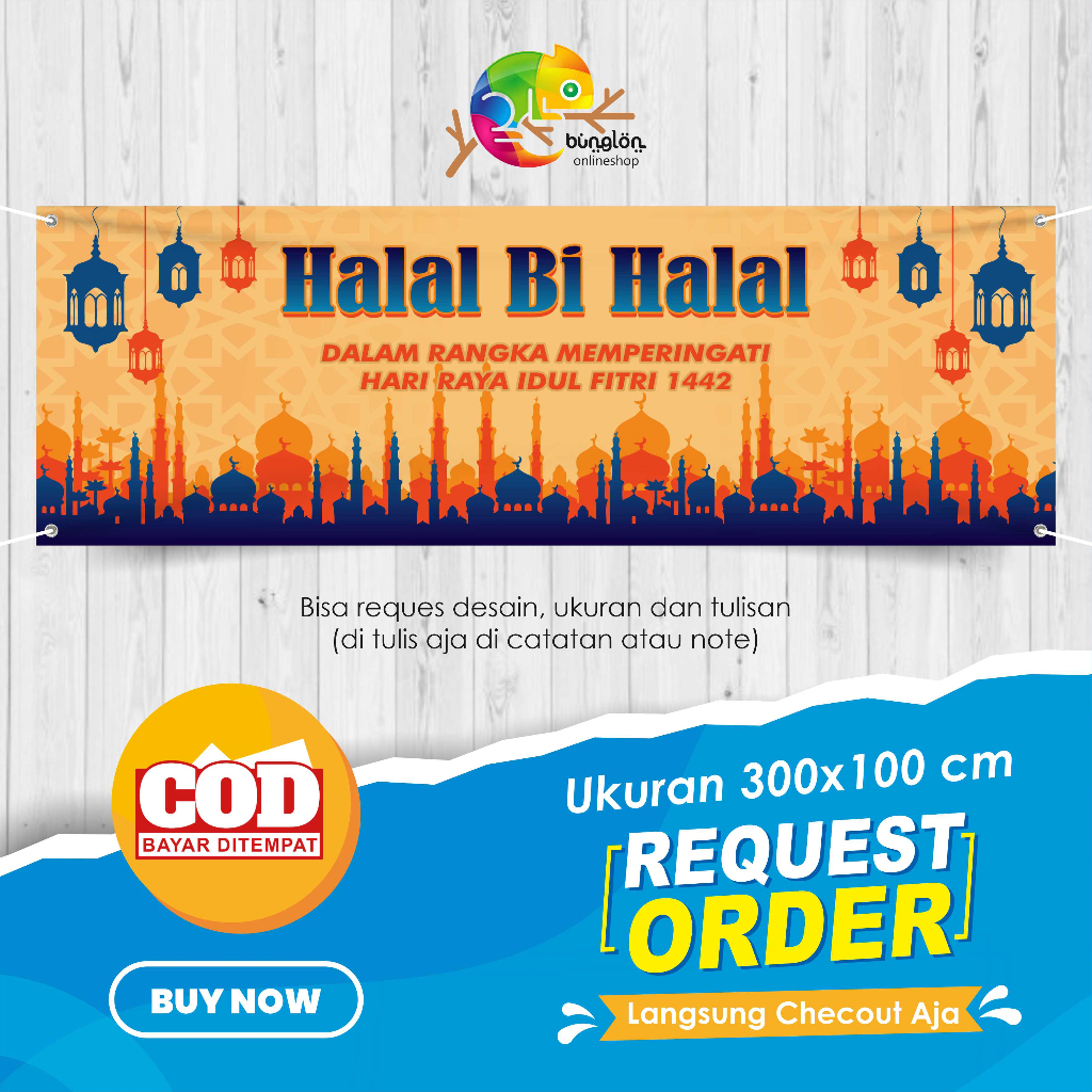 Jual Size 300x100 Spanduk Banner Halal Bi Halal | Shopee Indonesia