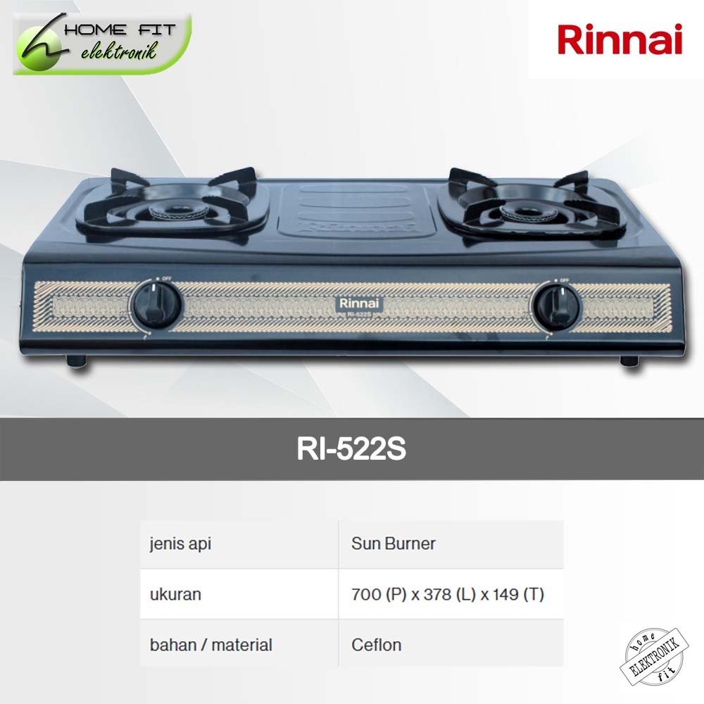 Jual Kompor Gas Rinnai RI-522 S Kompor Gas LPG 2 Tungku Ceramic Burner | Shopee Indonesia