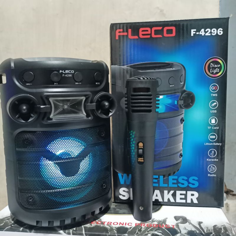 Jual SPEAKER KARAOKE FLECO F-4296 BLUETOOTH BONUS 1 MIC KARAOKE FULL ...