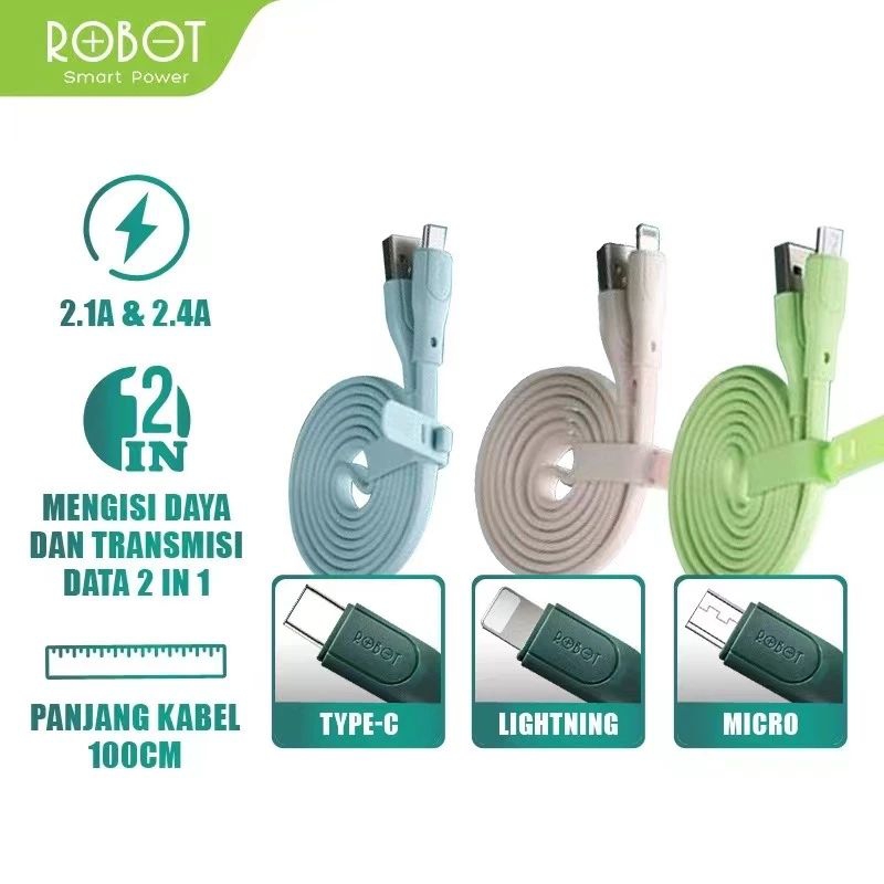 Jual Kabel charger ROBOT RGM RGC RGL Micro Type C iPhone Fast Charging ...