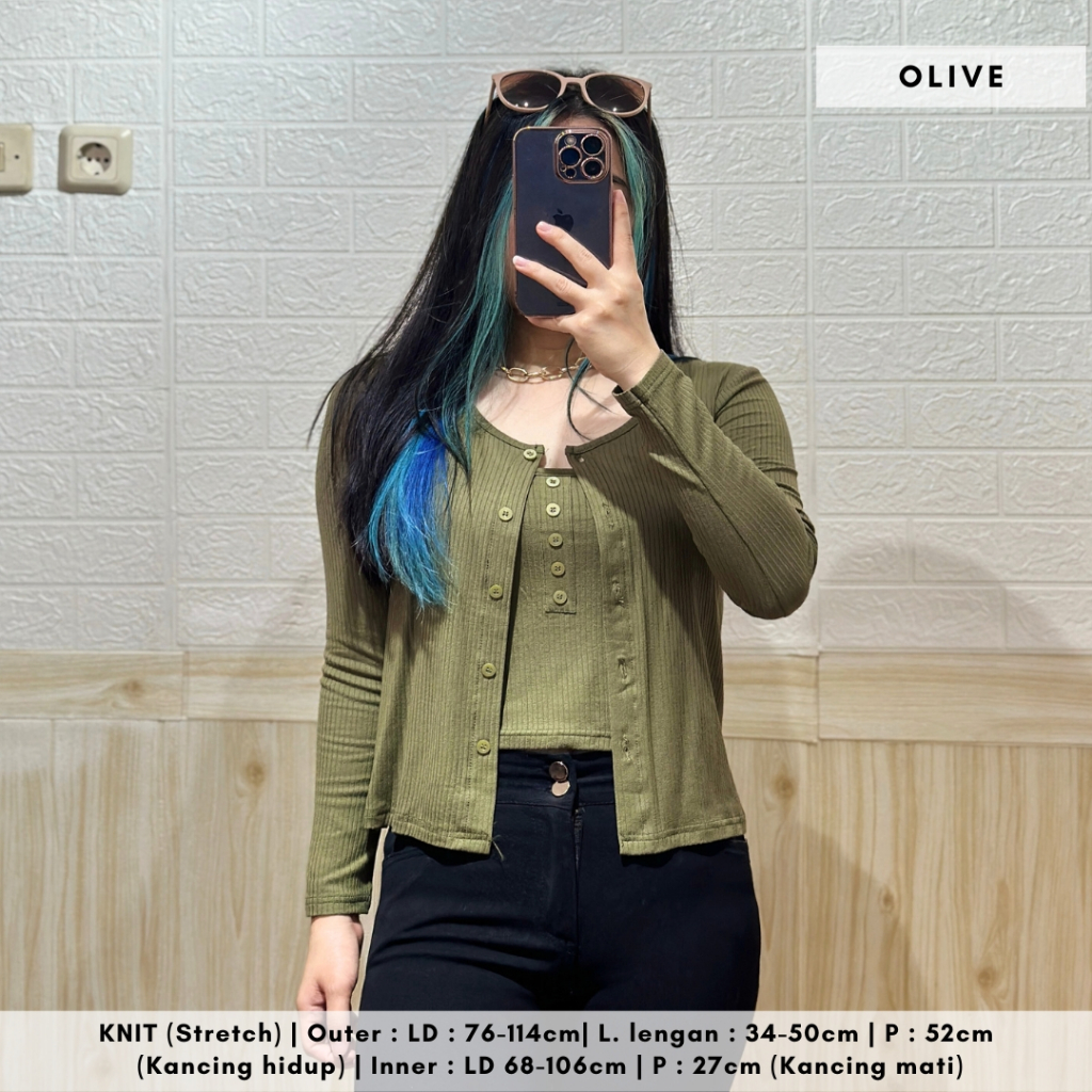 Jual 4874 Mulan Button 2 IN 1 Knit Cardigan Set | Shopee Indonesia