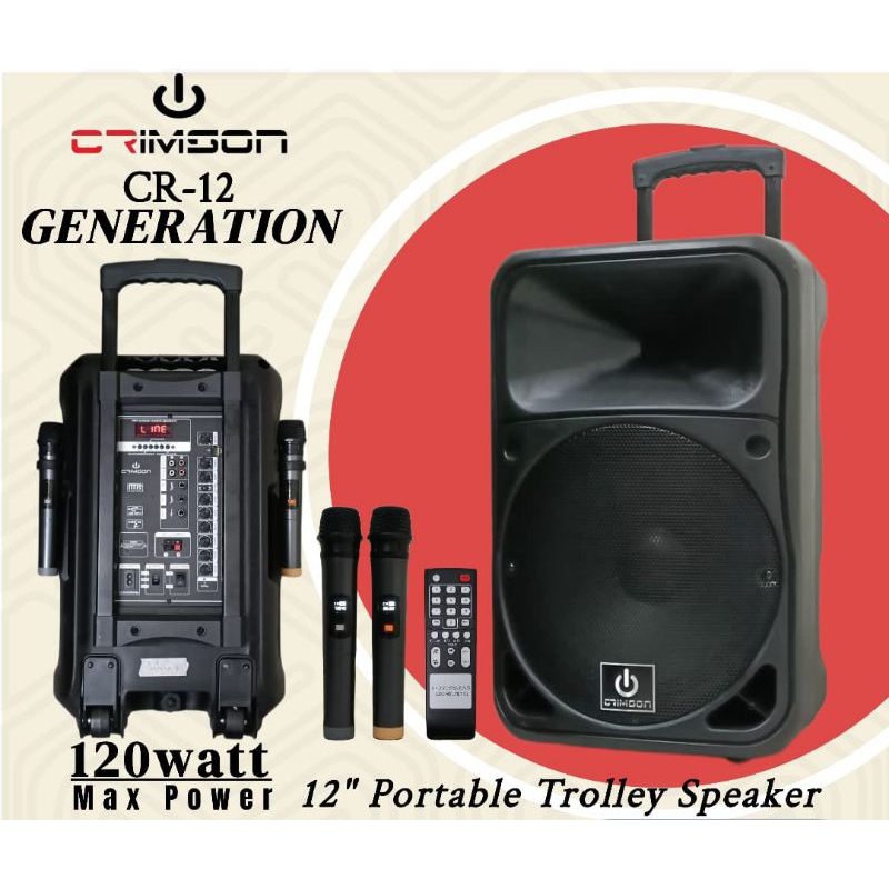 Jual Speaker monitor aktif portabel 12 inc Crimson CR generation 120 watt powerfull mic | Shopee ...
