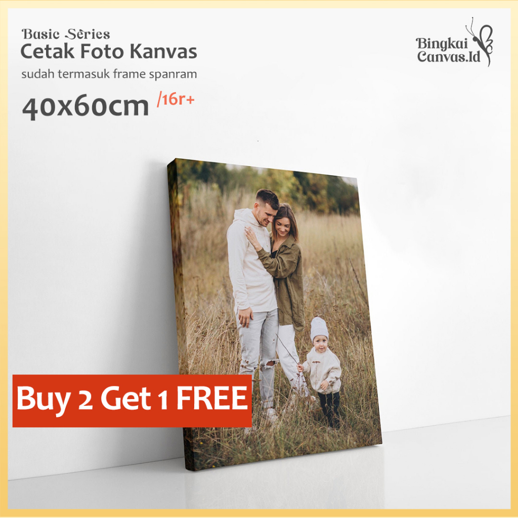 Jual Cetak foto kanvas 40x60cm 16R/Canvas photo print + spanram ...