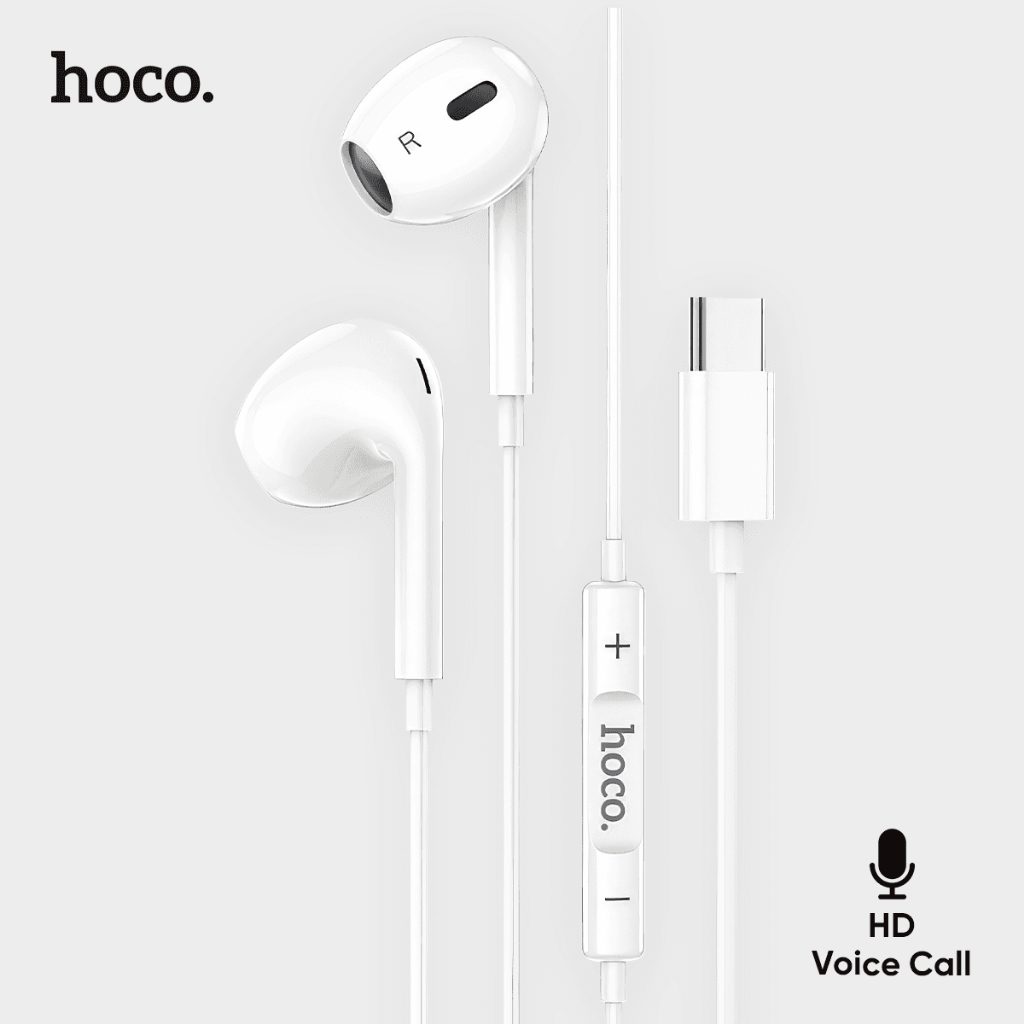 Jual HOCO Earphone Wired Headset Handsfree Micphone Type-C 3.5mm Ports M101 Max | Shopee Indonesia