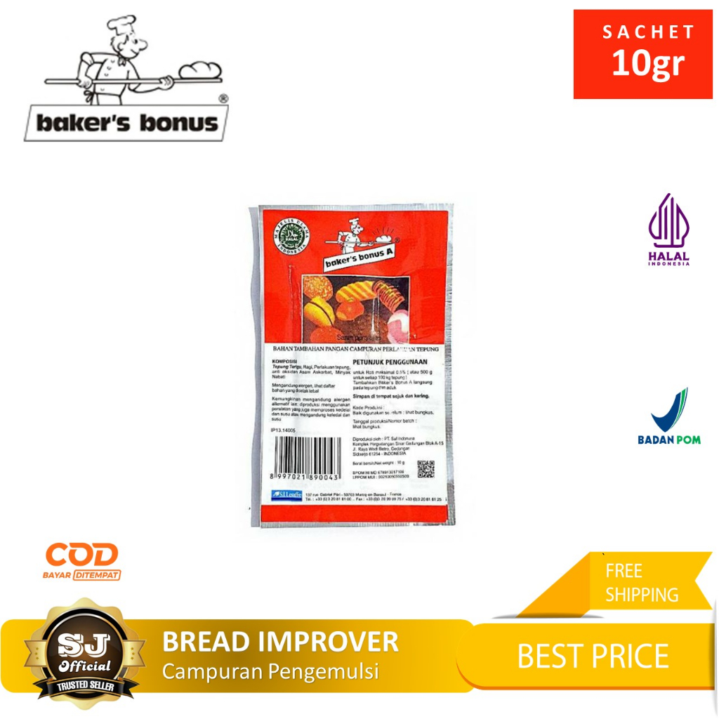 Jual BAKERS BONUS A Kemasan Sachet 10gr (Bread Improver) Pengembang ...