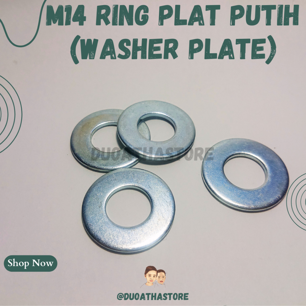 Jual M14 Ring Plat Galvanis Putih WP Washer Plate 14mm | Shopee Indonesia