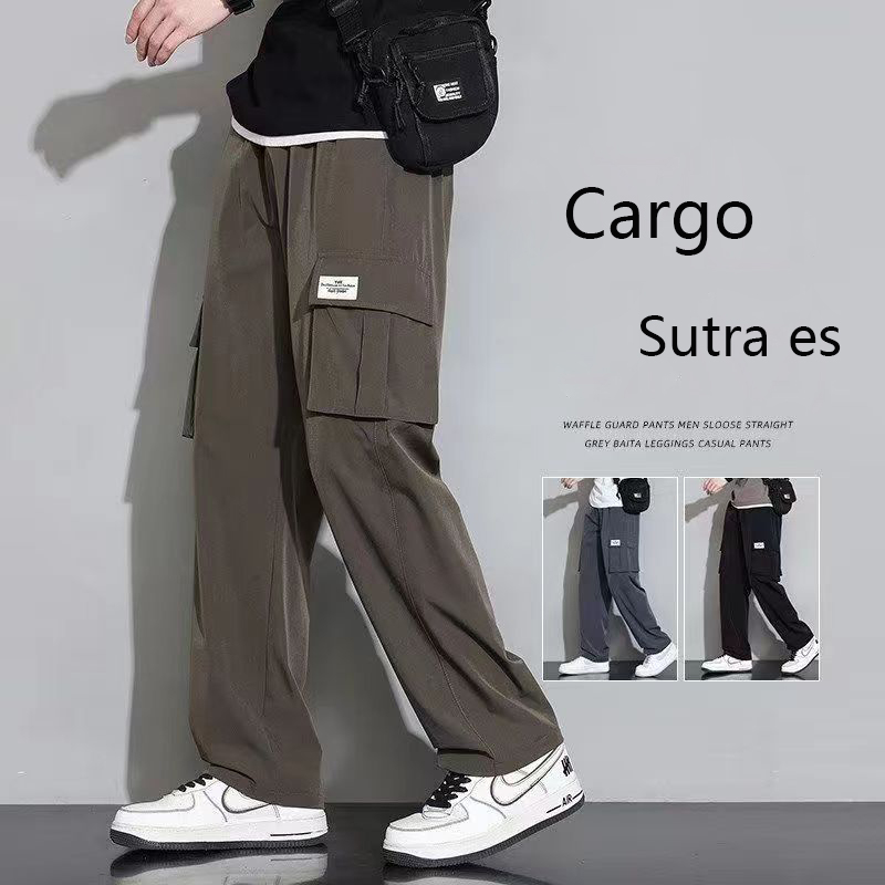 Jual KeyBoy Celana cargo panjang pria baggy pants korean style sutra es casual celana kulot ...