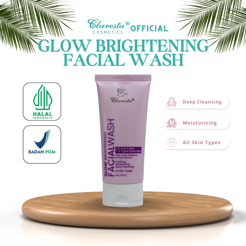Jual Claresta Glow Brightening Facial Wash Sabun Cuci Muka Cleanser ...