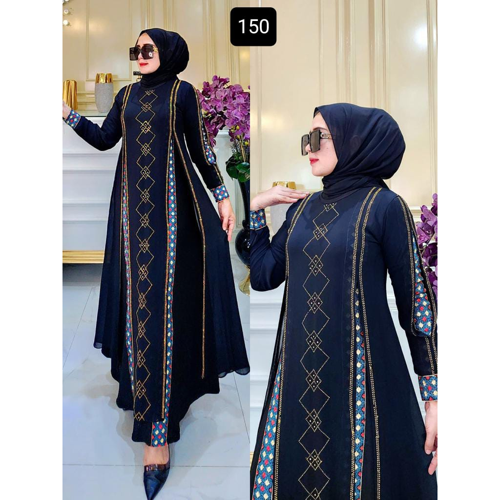 Jual Abaya premium terbaru gamis arab abaya turkey bordir 150 | Shopee ...