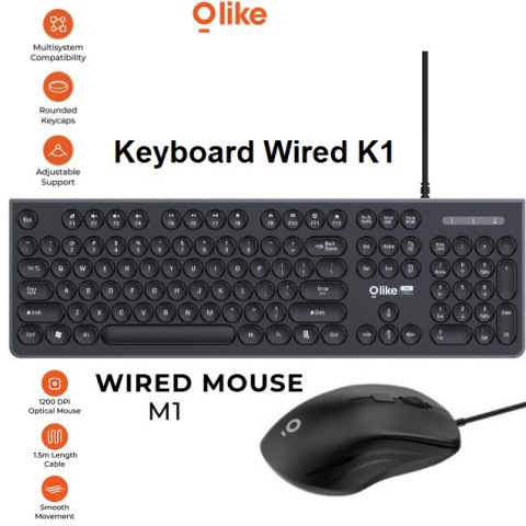 Jual Olike Keyboard Mouse Set Bundle Wired Essential Keyboard K1 ...