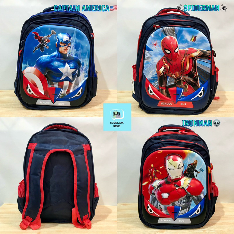 Jual Tas Ransel 3 Dimensi Doff Ironman Spiderman Captain America ...