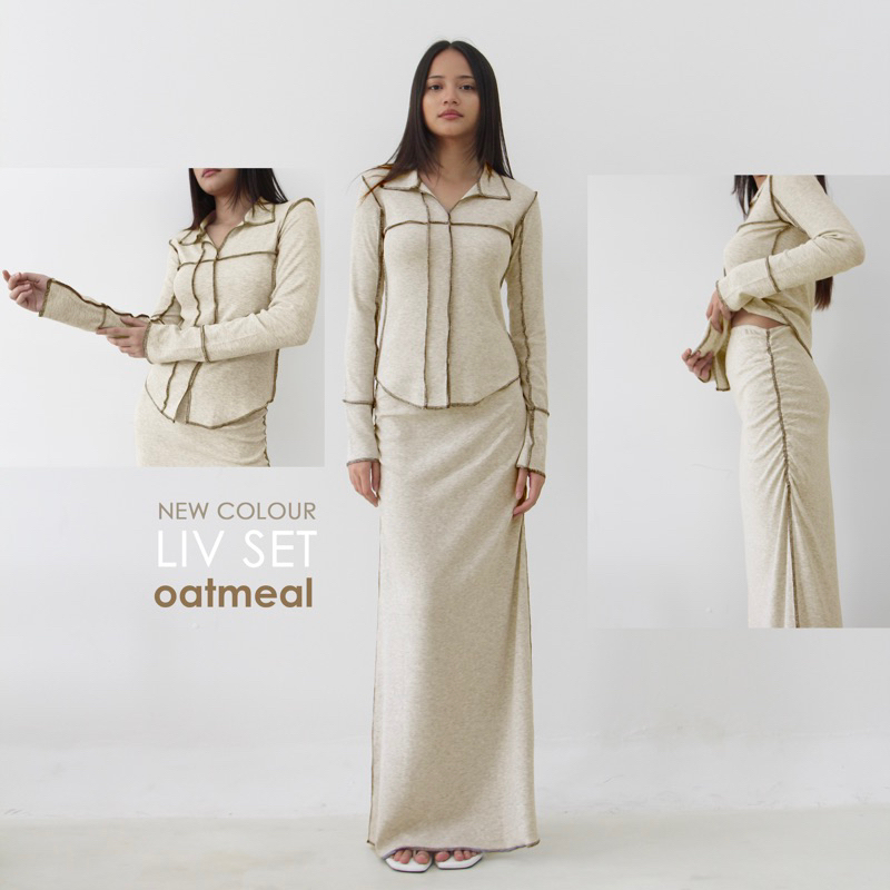 Jual LIV SET - Setelan Wanita Oneset Lengan Panjang Rok Knit Rib ...