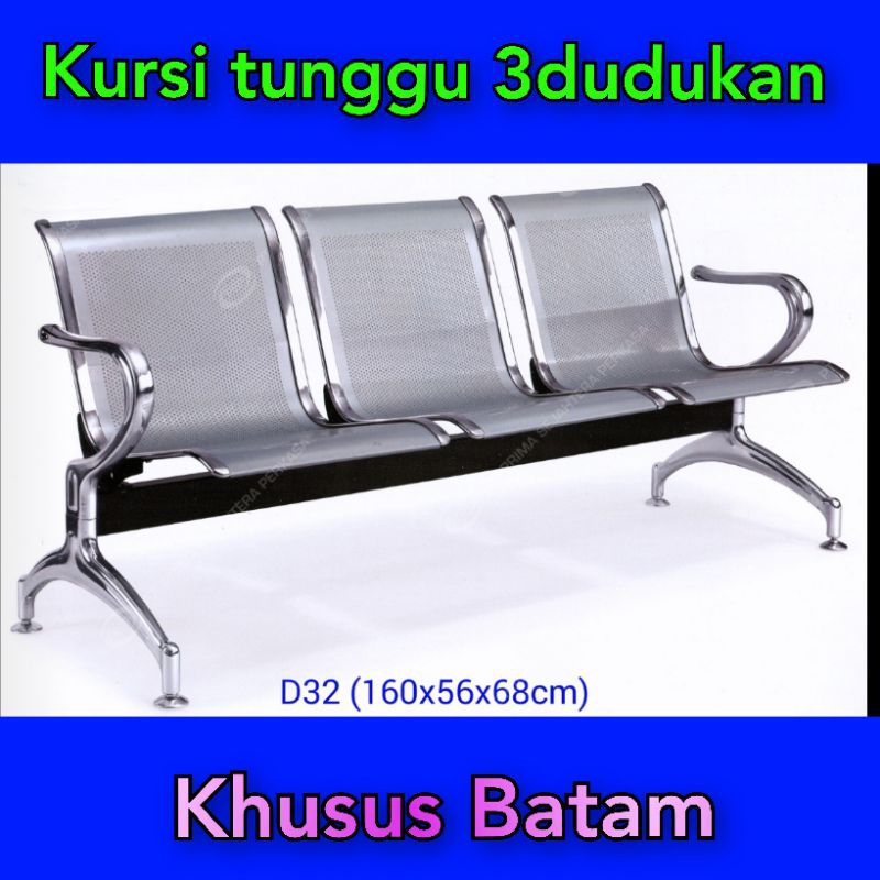 Jual KURSI TUNGGU 3 DUDUKAN D32 UK.160x56x68cm Stainless/kursi tamu ...