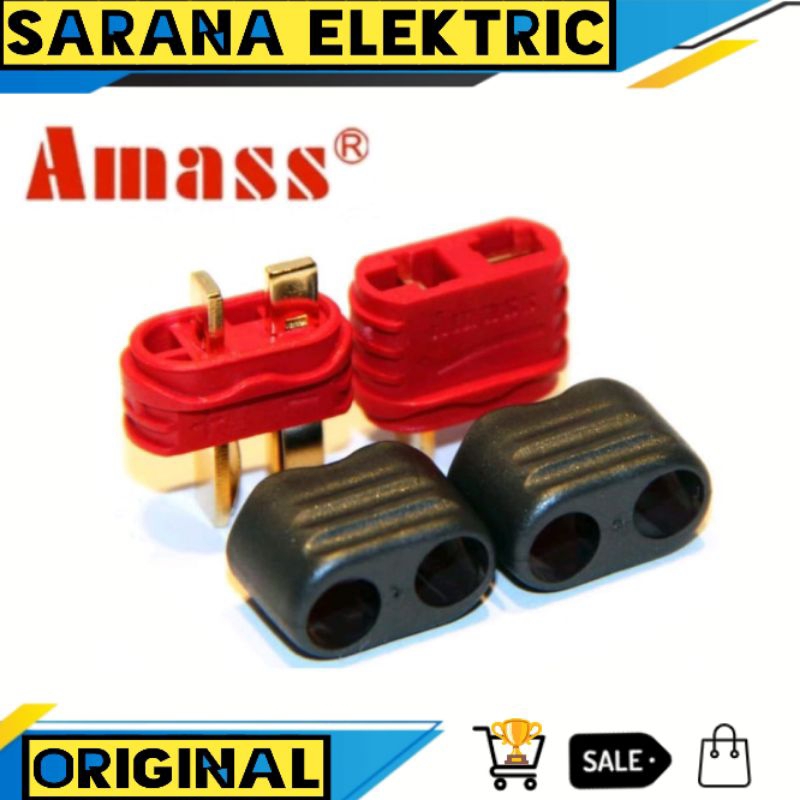 Jual ORIGINAL AMASS T-PLUG KONEKTOR T-DEAN CONNECTOR SLIP SHEATHED 40A FOR RC | Shopee Indonesia