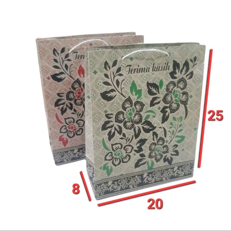 Jual Paper bag bunga terima kasih ukuran 20x25x8 isi 12pcs | Shopee ...