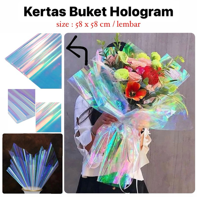 Jual Kertas Buket Hologram Paper (58x58cm) Flower Wrapping Cellophane ...