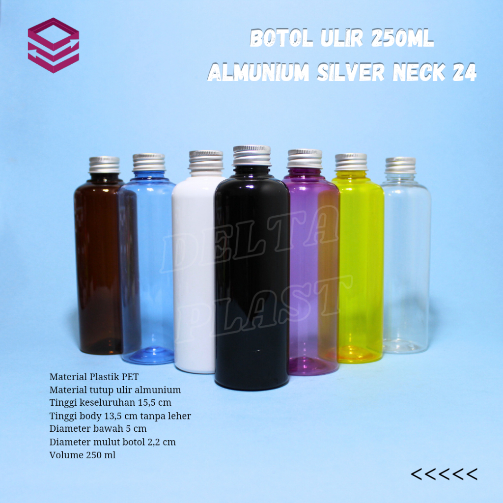 Jual Botol ulir 250ml / botol pet 250ml - Tutup Ulir Almunium silver ...