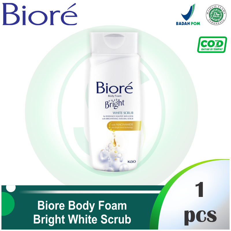 Jual Biore Body Foam Bright White Scrub 100ml - Sabun Cair | Shopee Indonesia