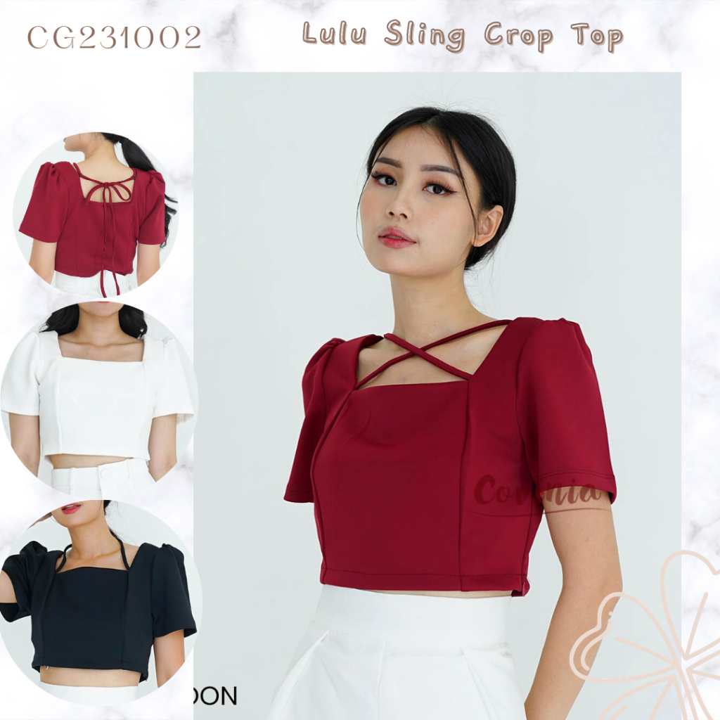 Jual Lulu Sling Crop Top Prime Scuba Lulubi Tied Square Atasan Wanita ...