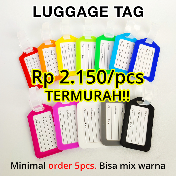 Jual (minimal 5 pcs) LUGGAGE TAG TRAVEL PLASTIK gantungan tas koper ...