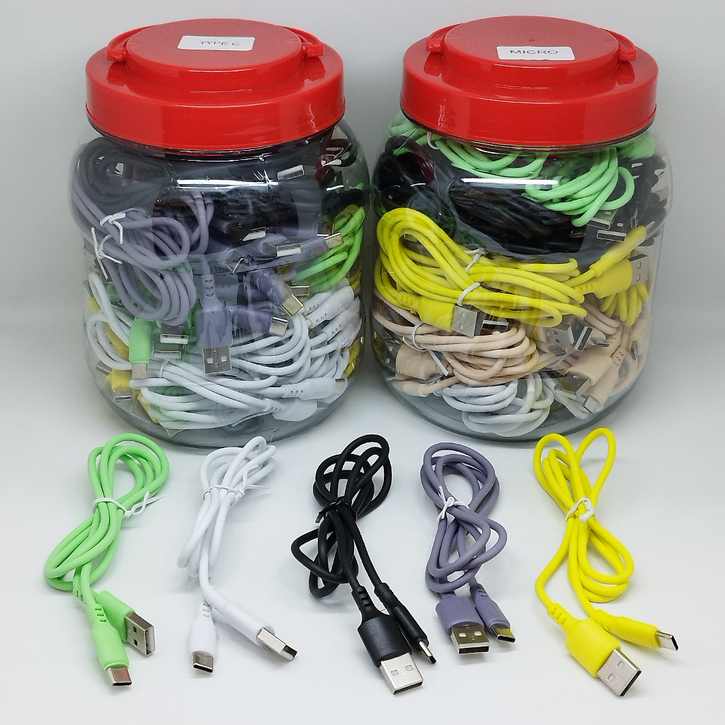 Jual Kabel Data Macaron Warna 1 Toples isi 40 Murah Micro USB Type C ...