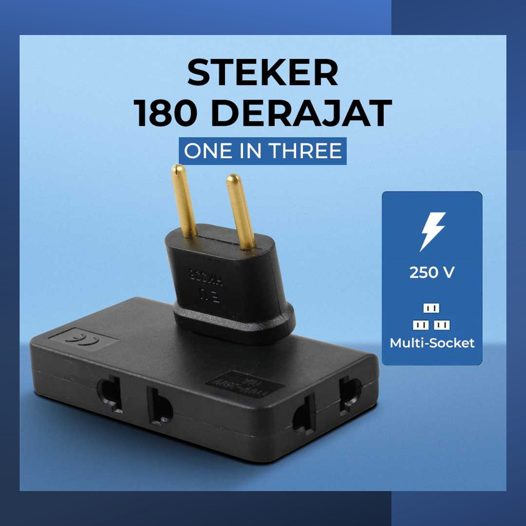 Jual DLV Steker 180 Derajat Rotate EU Plug One in Three / Stop Kontak ...