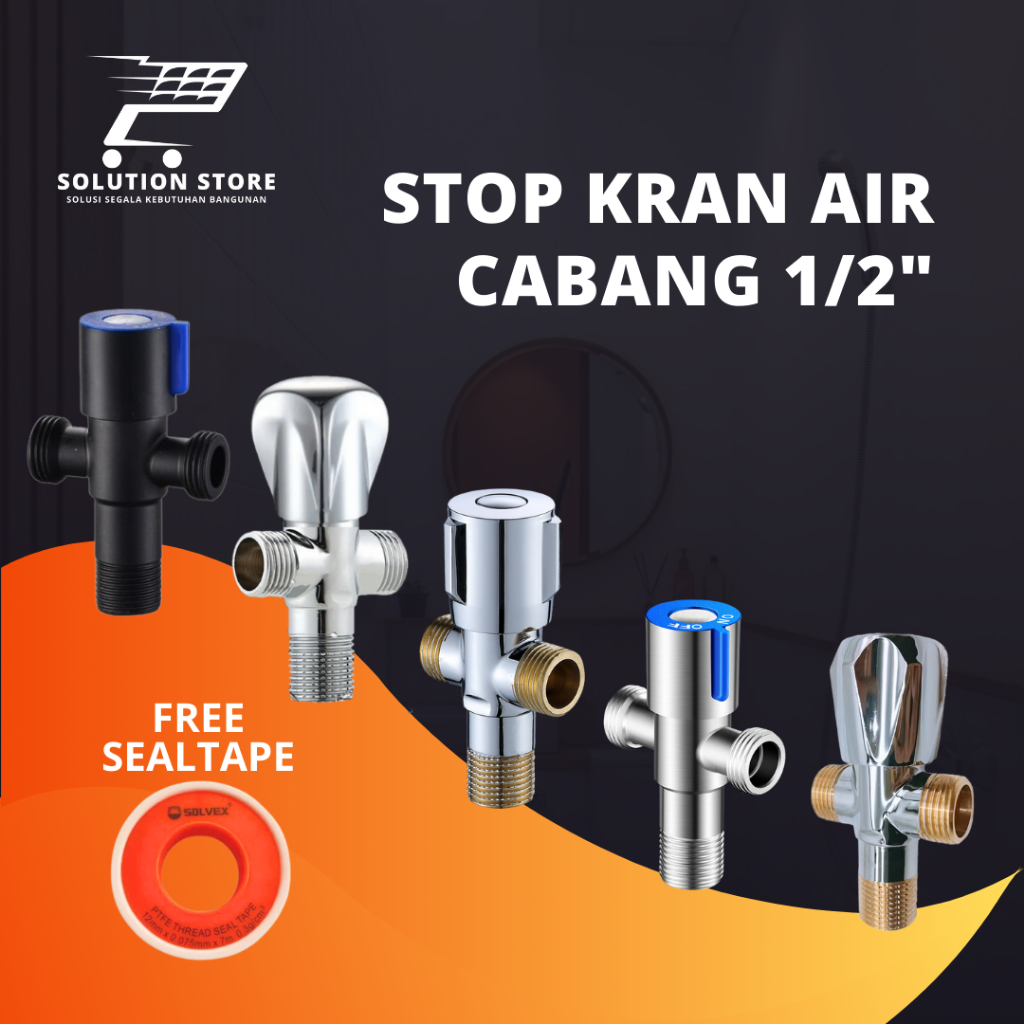 Jual Stop Kran Cabang 1/2inch Kran Tee Shower1/2 inch Stop kranToilet ...
