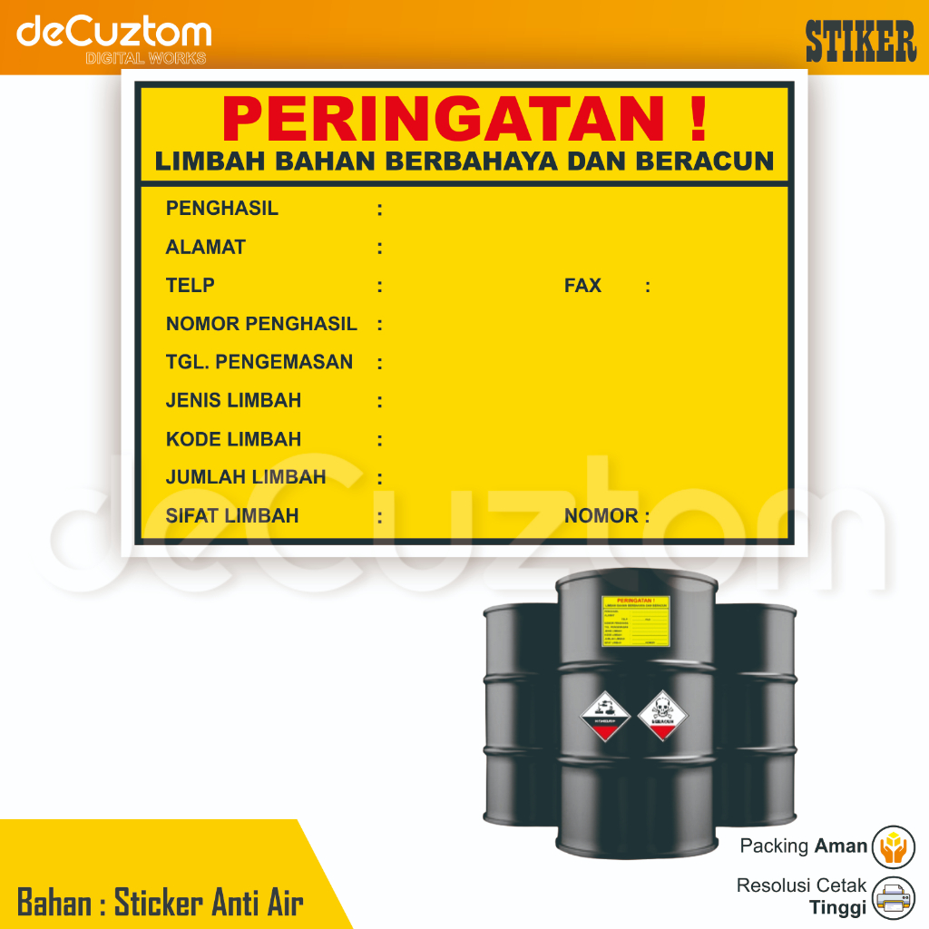 Jual Stiker Label Tanda Simbol Keterangan Limbah Sticker B3 | Shopee ...