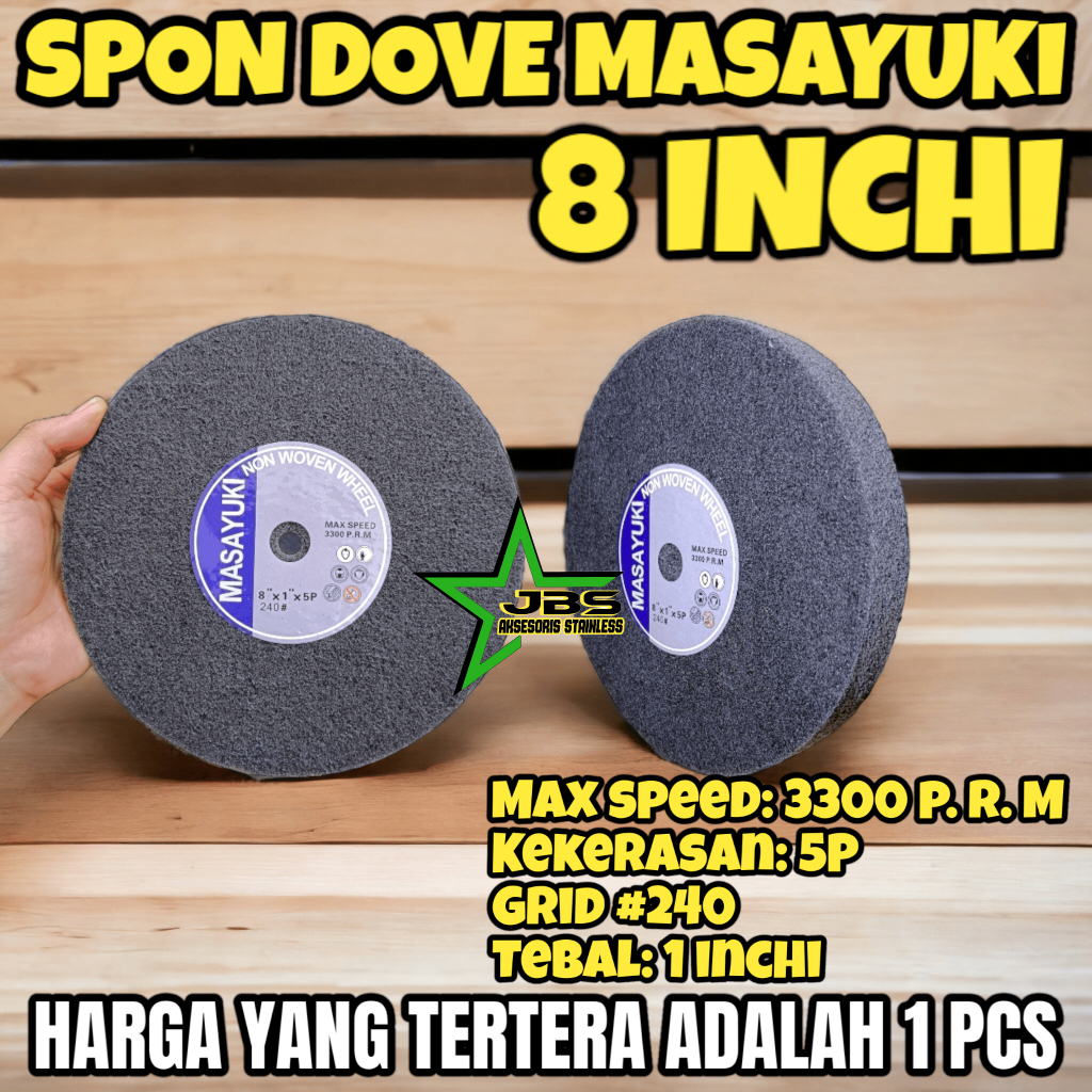 Jual NON WOVEN WHEEL/SPON DOVE POLES 8"x1"x5P INCH Grid # 240 | Shopee ...
