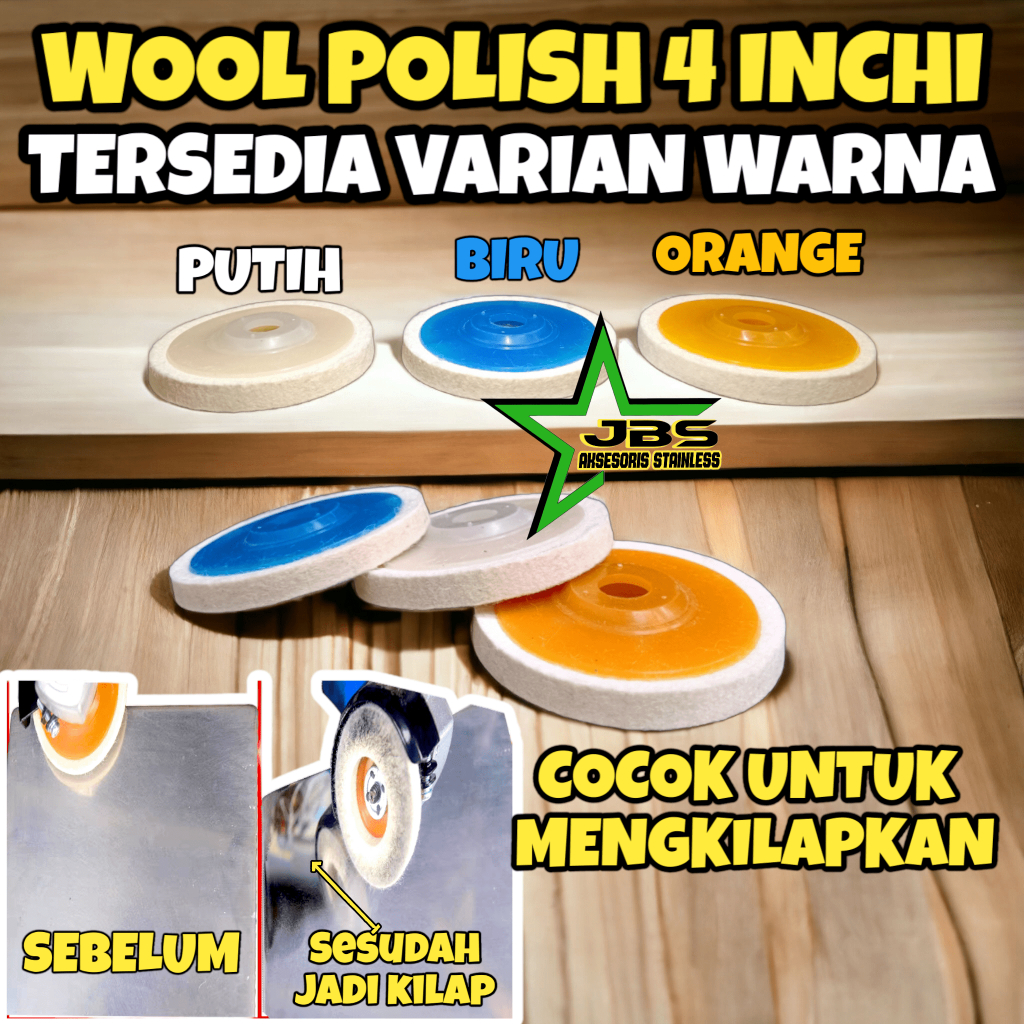 Jual wool polish 4" inchi.Grinda wool poles Stainless/Bulu Domba(spon ...