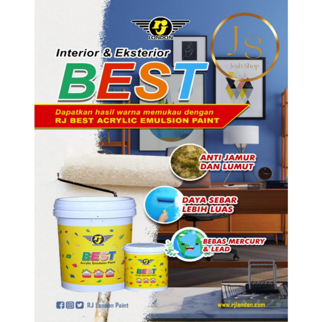 Jual Cat Tembok Best Rj London | Best Acrylic Emulsion Paint 5 KG ...