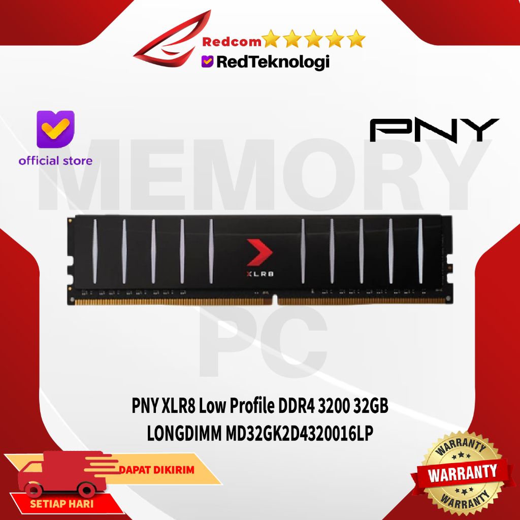 Jual PNY XLR8 Low Profile DDR4 3200 32GB LONGDIMM MD32GK2D4320016LP ...