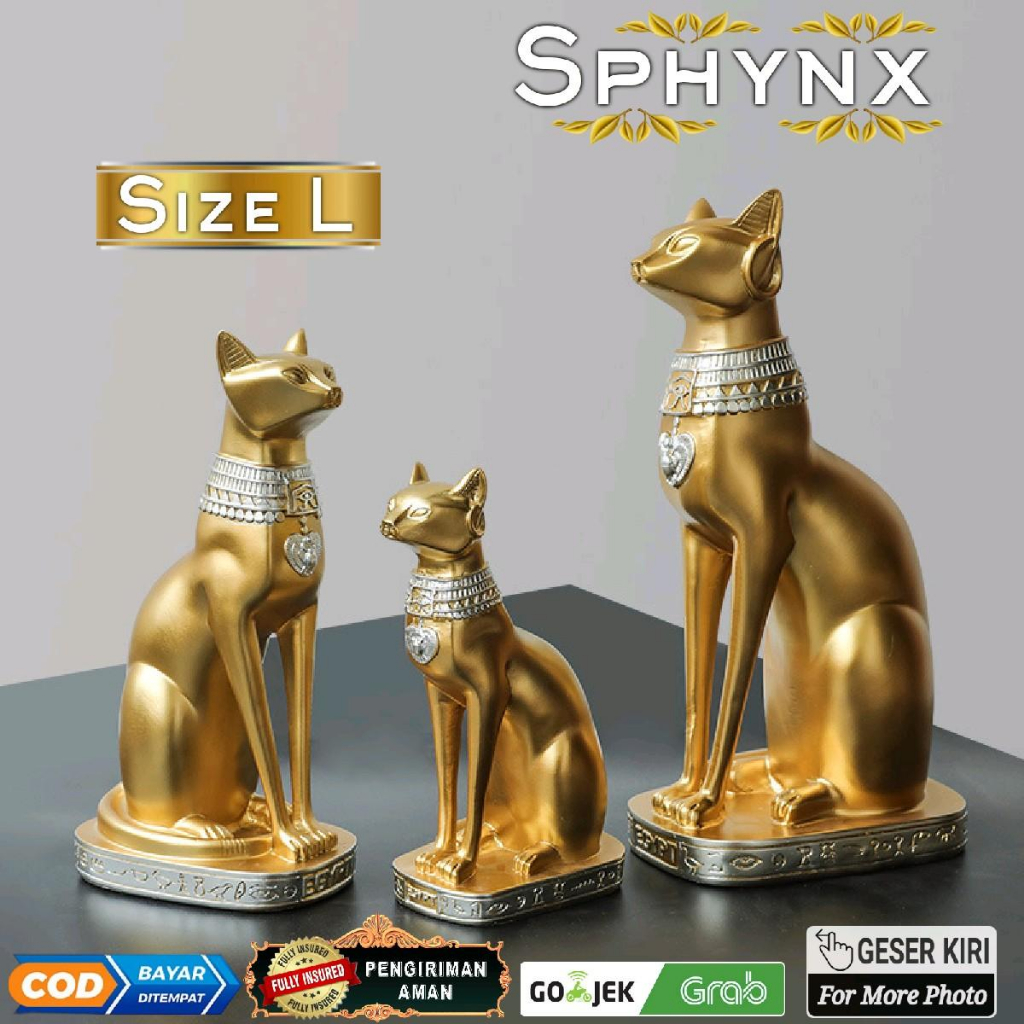 Jual Kucing Sphynx Egypt Cat [SIZE L] Patung Pajangan Kucing Sphynx ...