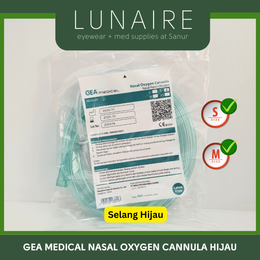 Jual Selang Oksigen Merk GEA Hijau Nasal Kanul Cannula / Canul O2 ...