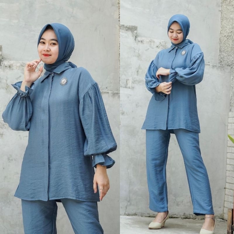 Jual Hana One Set Premium | Setelan Crinkle Airflow | Shopee Indonesia