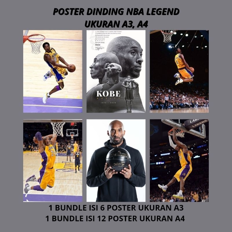 Jual Poster Dinding NBA LEGEND Ukuran A3, A4 | Poster Tema Basket | Shopee Indonesia