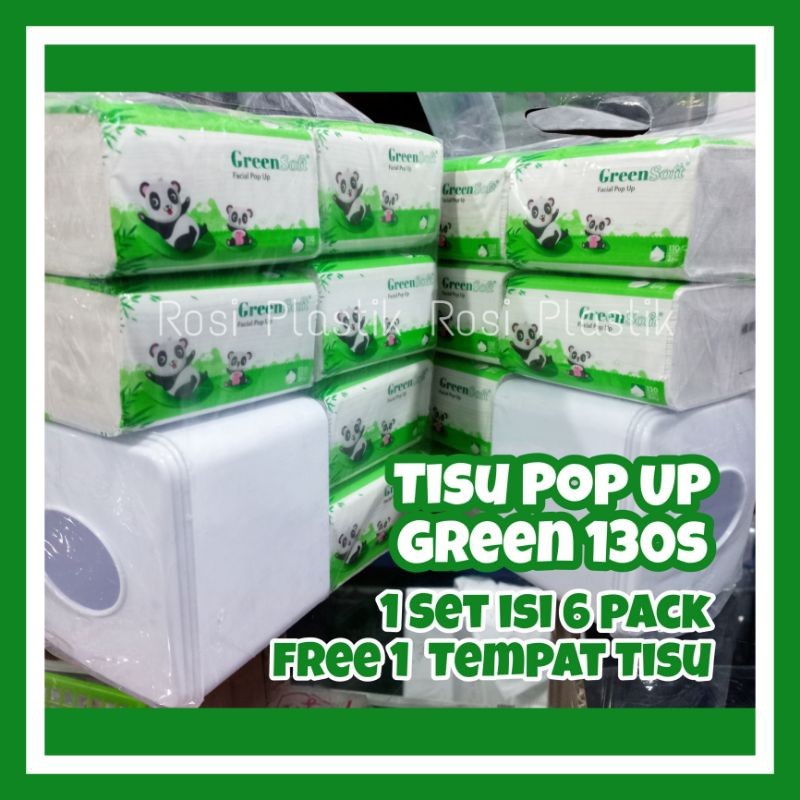 Jual PAKET 6 PACK TISU GREEN SOFT POP UP 130 SHEET GRATIS KOTAK TISU ...